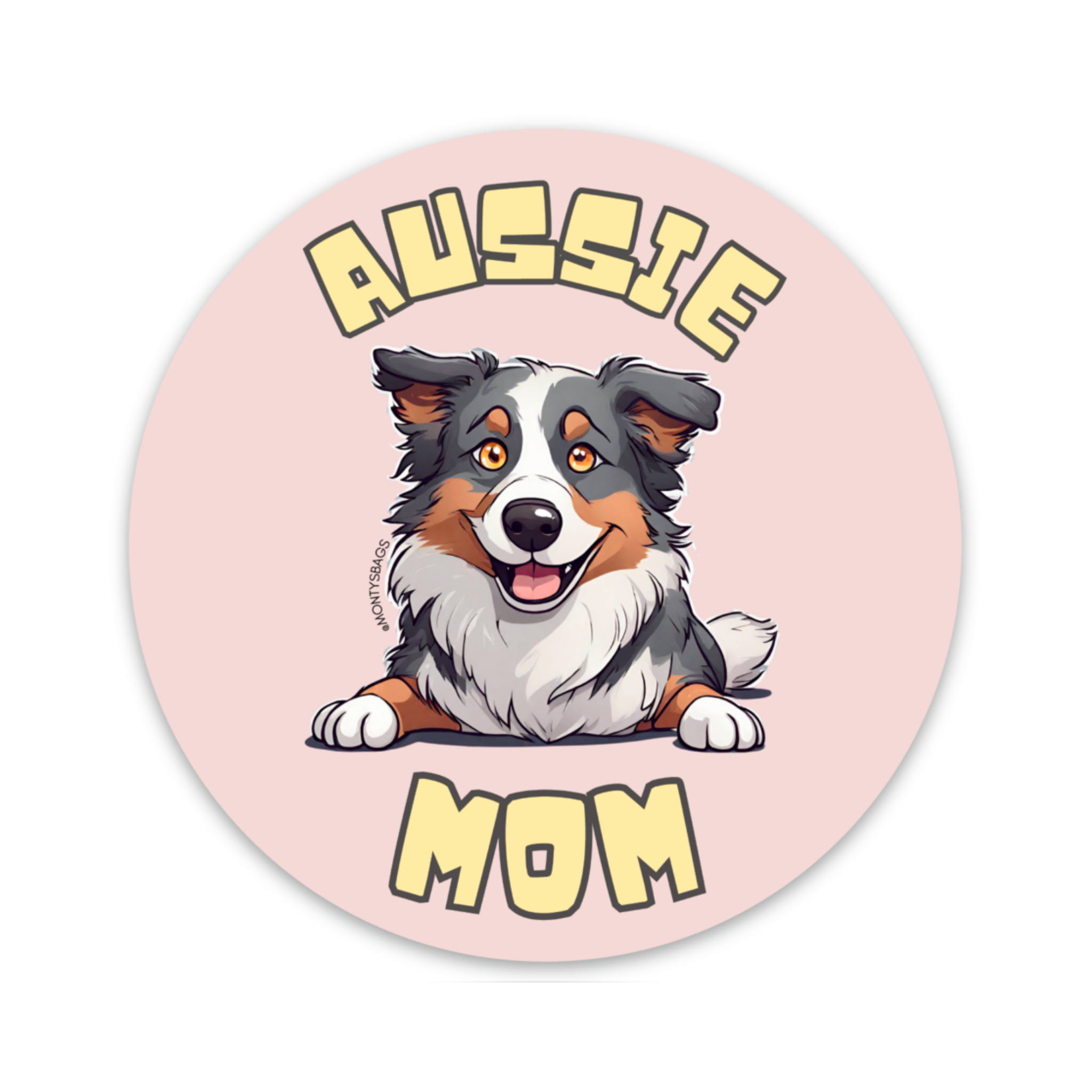 Australian Shepherd Mom Vinyl Sticker - Monty's Compostable Cornstarch ...